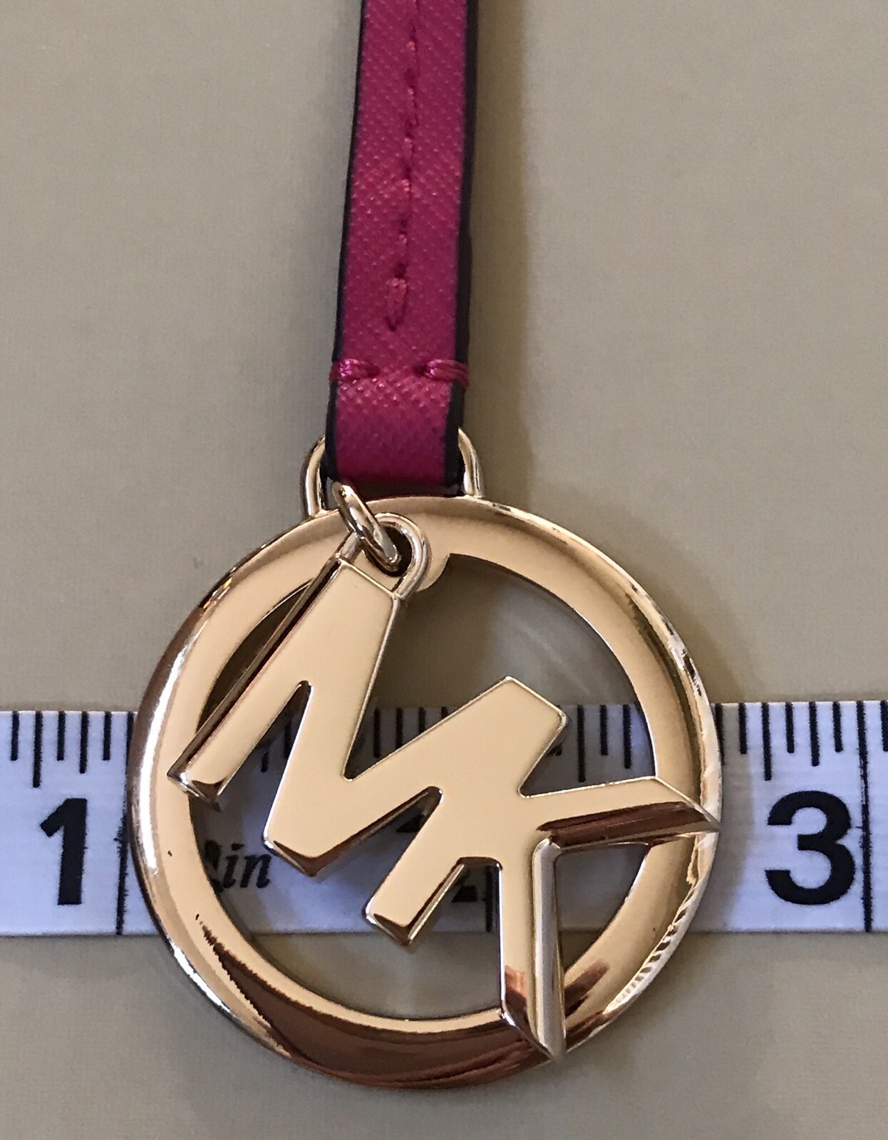 Michael Kors MK Logo Gold Charm / Ultra Pink Saffiano Leather Handbag ...