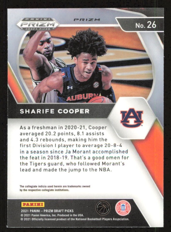2021 Prizm Draft Picks SHARIFE COOPER Rookie Orange Ice card AUBURN ...