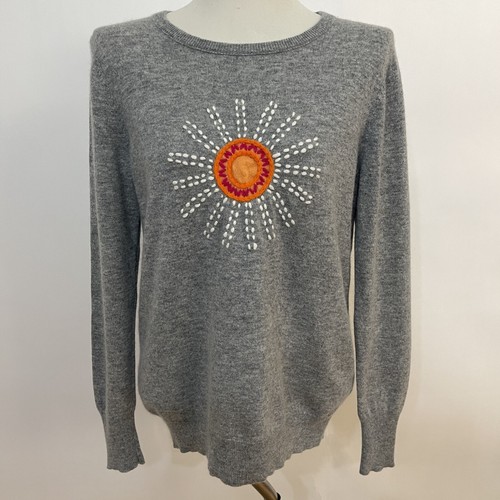 Label + Thread Sweater Gray White Orange Large Wool Cashmere Blend | eBay