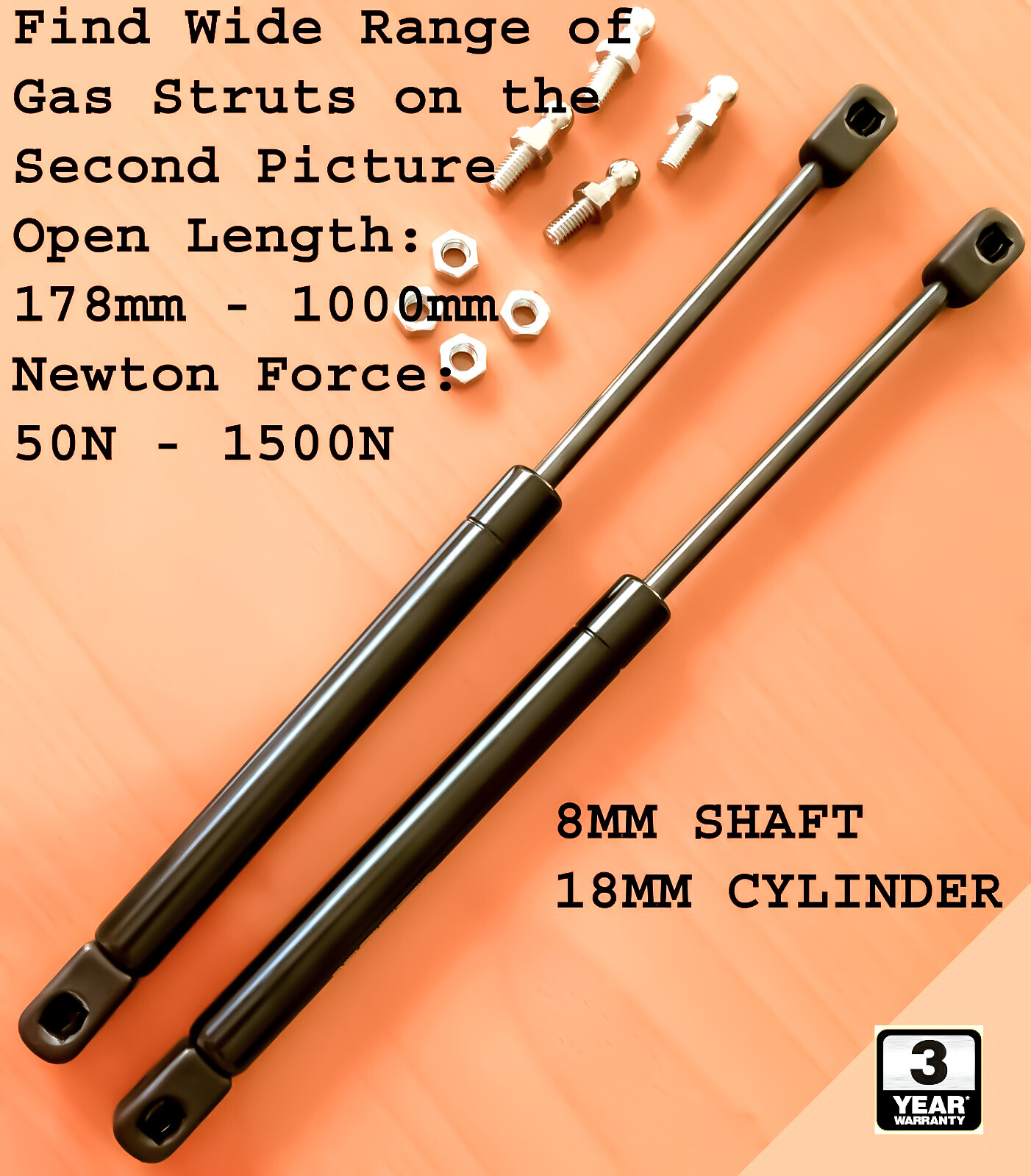 Gas Struts Strut 178mm x25N Cabinet Door,Toolboxes,Bonnet,Ute Stay ...