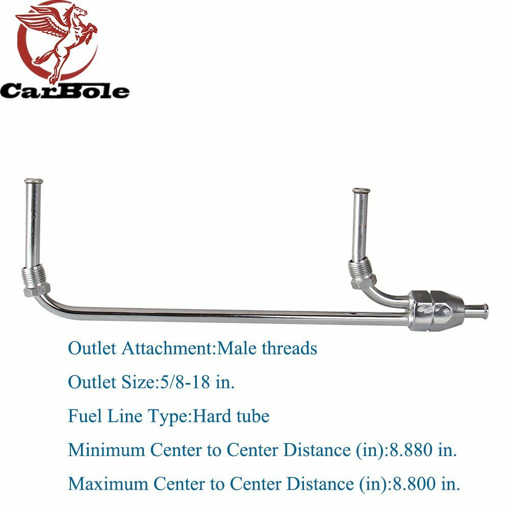 4160 Chrome Gas Hard Tube Fuel Line Kit for Barrel Carb Carburetor Dual ...