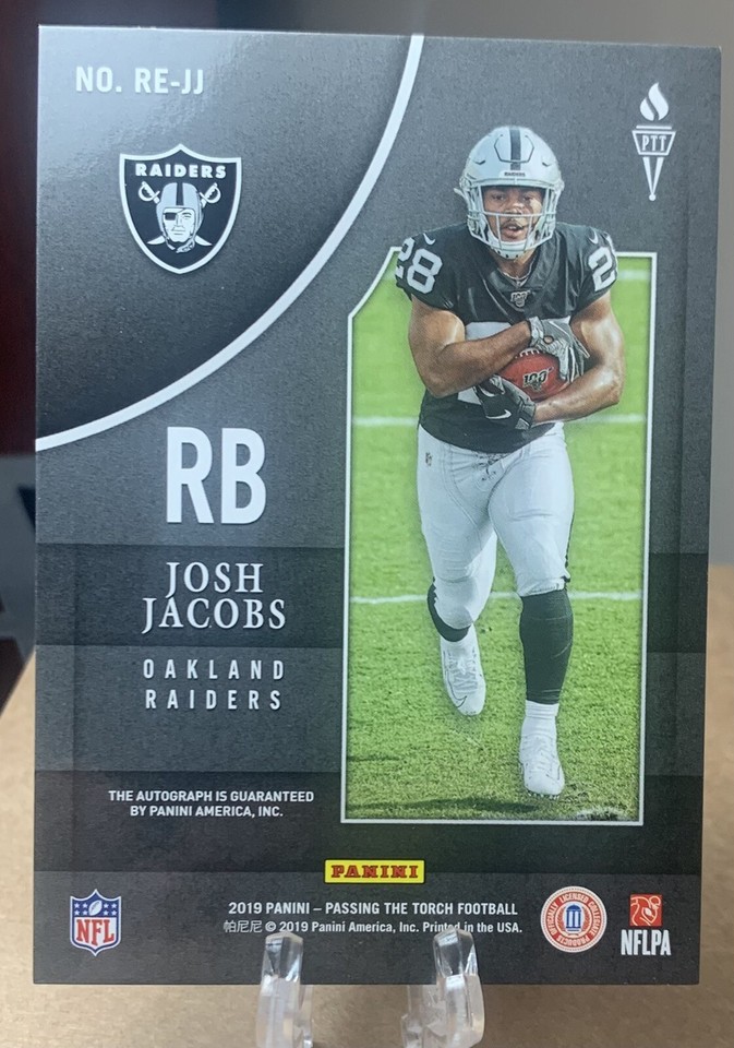 Josh Jacobs Auto 18/99 Rookie Evolution 2019 Panini Passing The Torch ...
