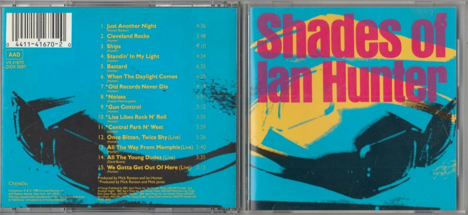 Ian Hunter - Shades of Ian Hunter CD 1988 CHRYSALIS VK 41670 EARLY DADC ...