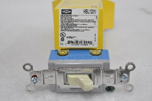 HUBBELL HBL1201 IVORY SWITCH SINGLE POLE 16A 120-277VAC NYLON TOGGLE ...