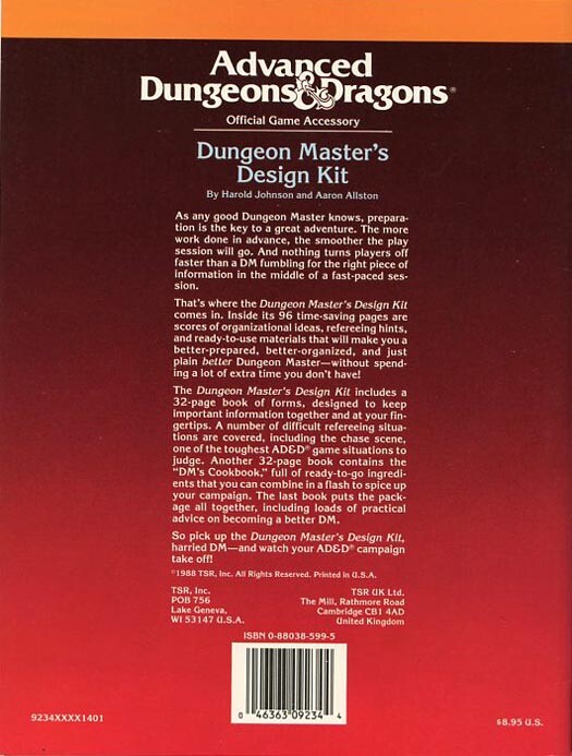 DUNGEON MASTER'S DESIGN KIT EXC+! 9234 D&D Masters TSR Dungeons Dragons ...
