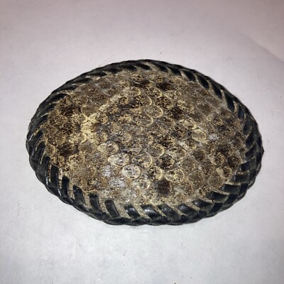Large Diamondback Rattlesnake Skin Oval laced Belt Buckle Leather Back ...