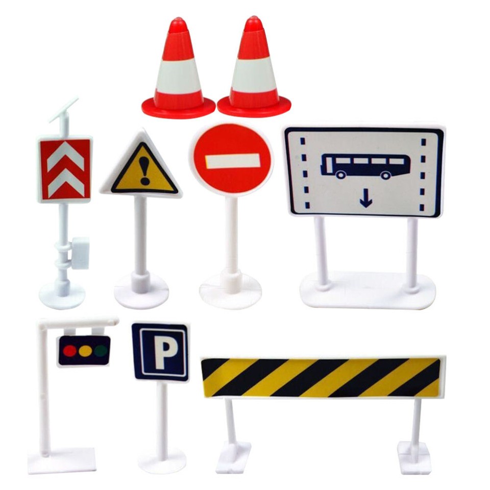 9 Pcs Traffic Sign Toy Road Roadblock Learning Toys for Kids Toddler ...