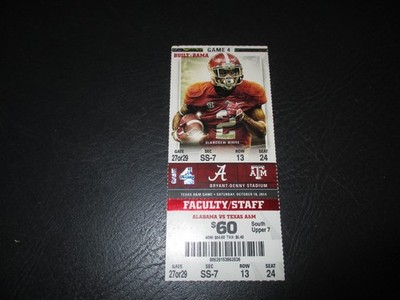 Alabama Crimson Tide v Texas A&M football ticket - Oct. 18 2014 ...