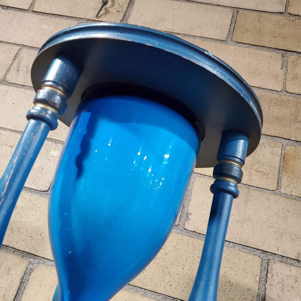 Huge Wood Blenko Hourglass Blue w/ Ocean Glass 1970's Visitor Center ...