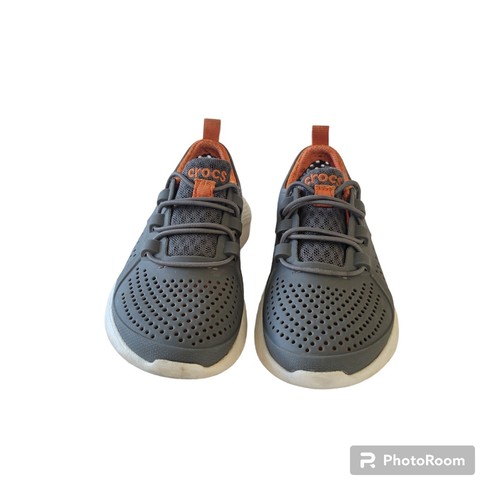 CROCS Boys Kids' LiteRide Pacer Sneakers GRAY White & Orange 206011 US ...