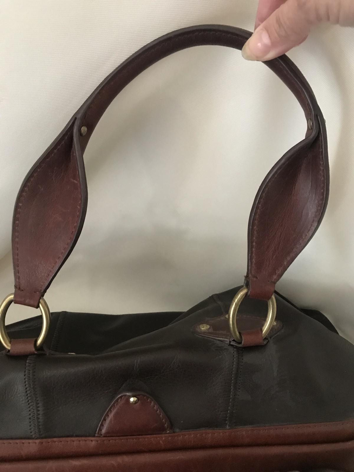 SIGRID OLSEN Brown Leather Tote Bag Satchel Purse With Magnetic Closure ...