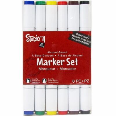 Great2bColorful Dual Tip Alcohol Ink Marker Set of 6 - Bold Primaries ...