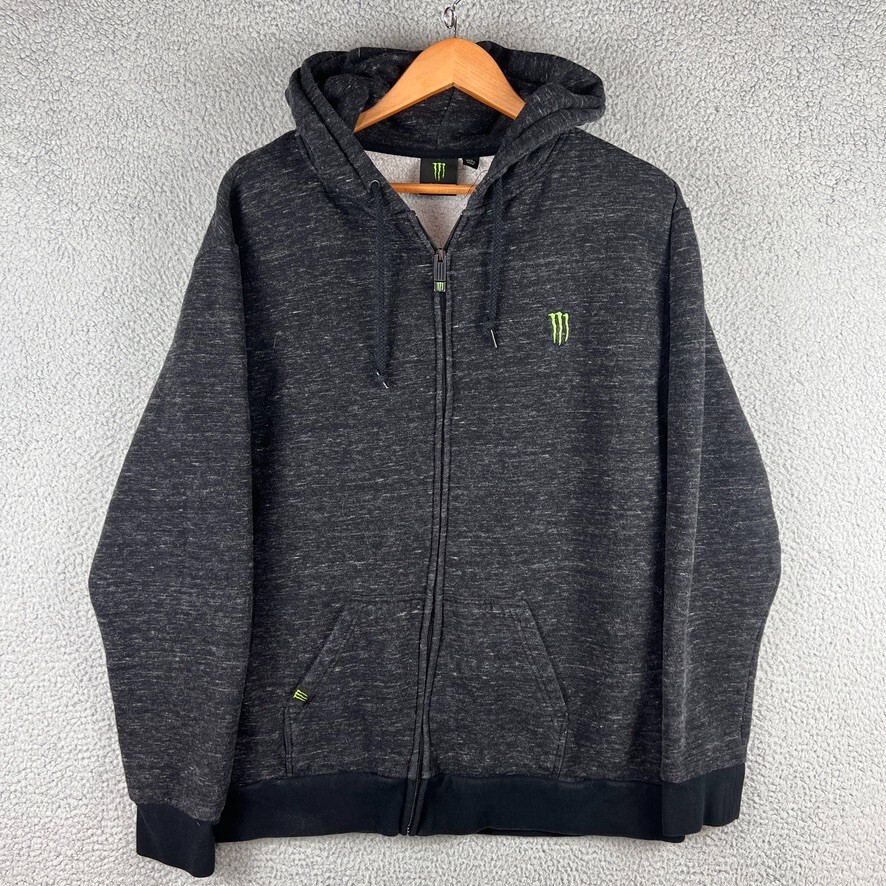 Monster Energy Hoodie Men's Size XL Heather Grey Blac… - Gem