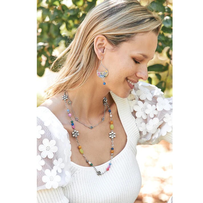 NWTag Brighton FLORETTE Flower Blue Crystal Silver MultiColor Necklace ...