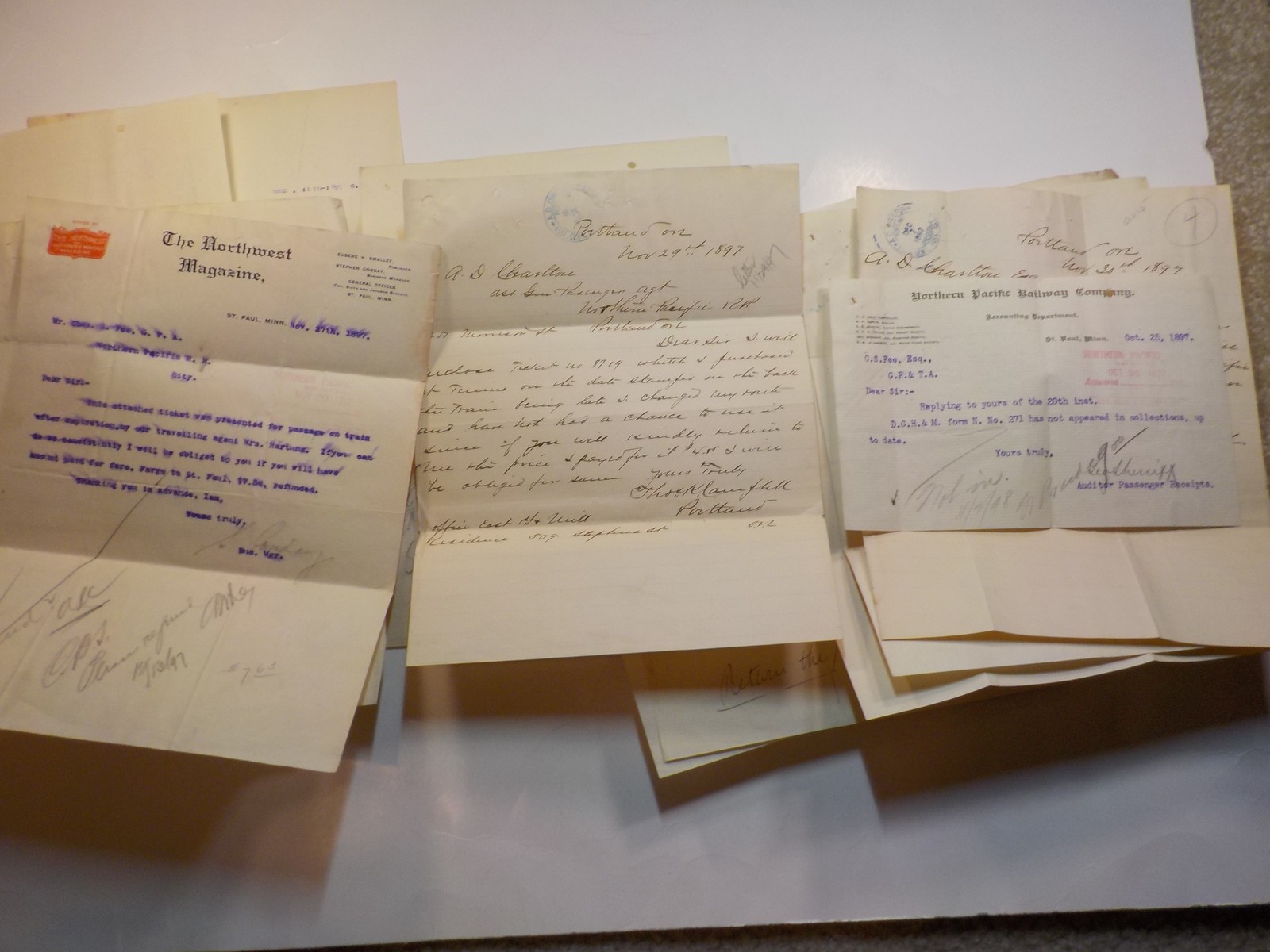 12 Antique Letters 1800s Northern Pacific Railway Company Lot Papers ...