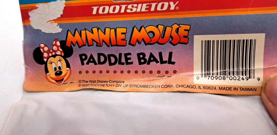 Tootsie Toy Walt Disney Minnie Mouse Paddle Ball Sealed Package Vintage ...