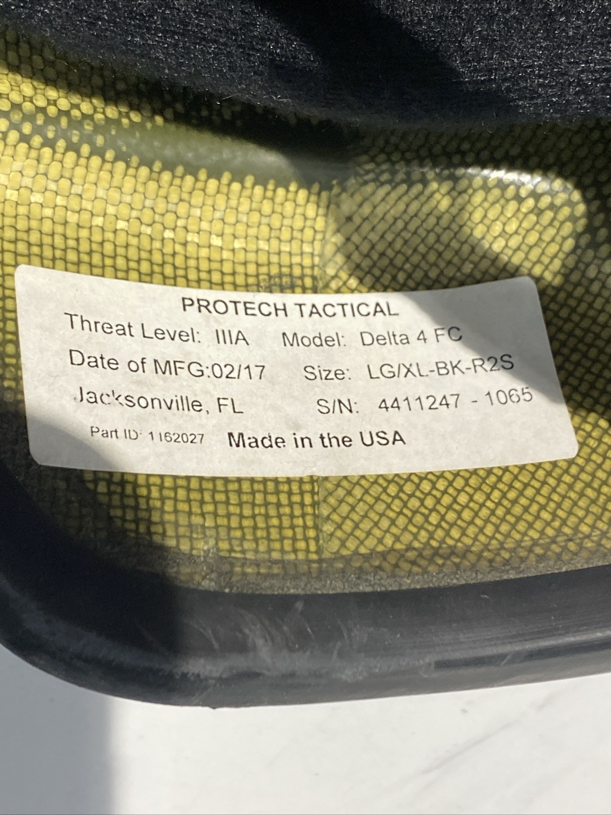 ProTech Tactical Armored (1 Helmet) Ballistic Helmet Level IIIA L/XL ...