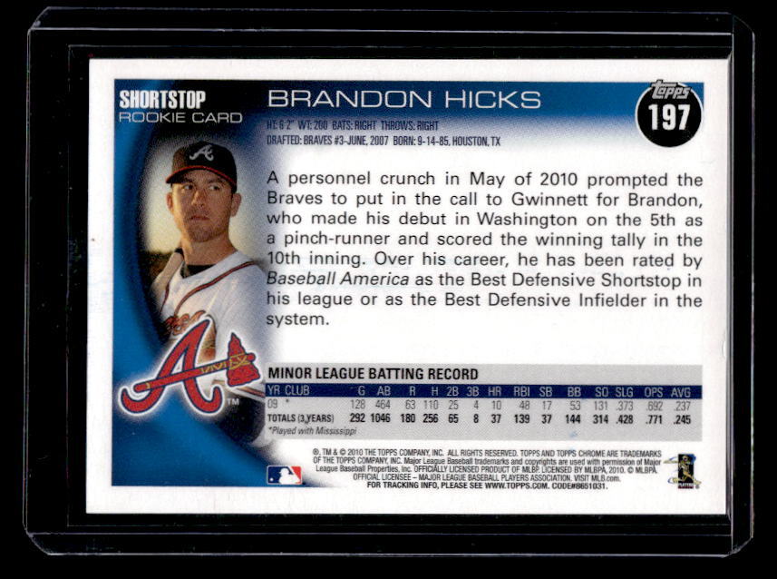 2010 Topps Chrome #197 Brandon Hicks Rookie Autograph | eBay