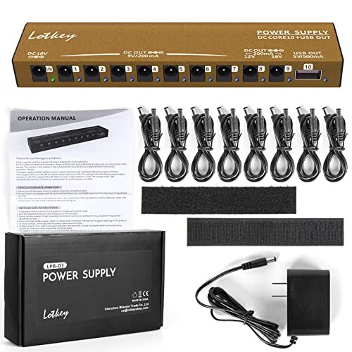 9V Guitar Power Supply 9 Isolated DC Output for 9V/12V/18V Effect Pedal ...