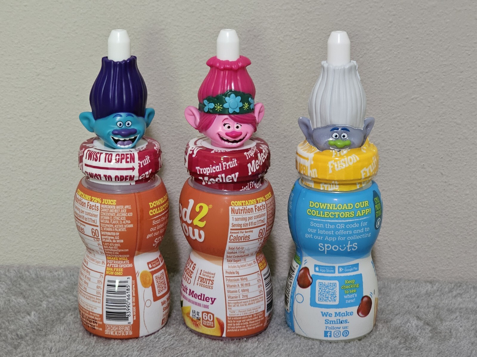 BRAND NEW GOOD 2 GROW JUICE TOPPERS! TROLLS - POPPY, BRANCH & DIAMOND ...