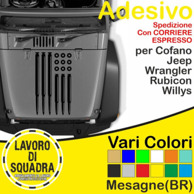 Sticker Bonnet Jeep Wrangler Rubicon SUV off-Road Stickers Car Italy ...