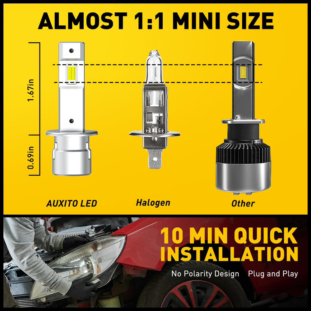 AUXITO Super White H1 LED Headlight Bulb Conversion Kit High Low Beam ...