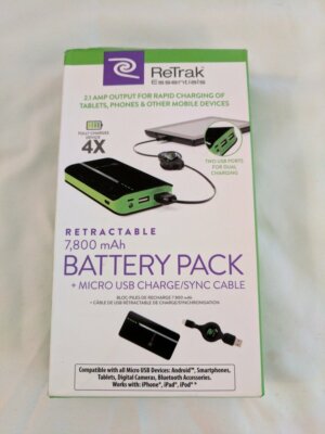 ReTrak ETESPB8 Powerbank w/Retractable Micro USB Cable 7,800mAh | eBay