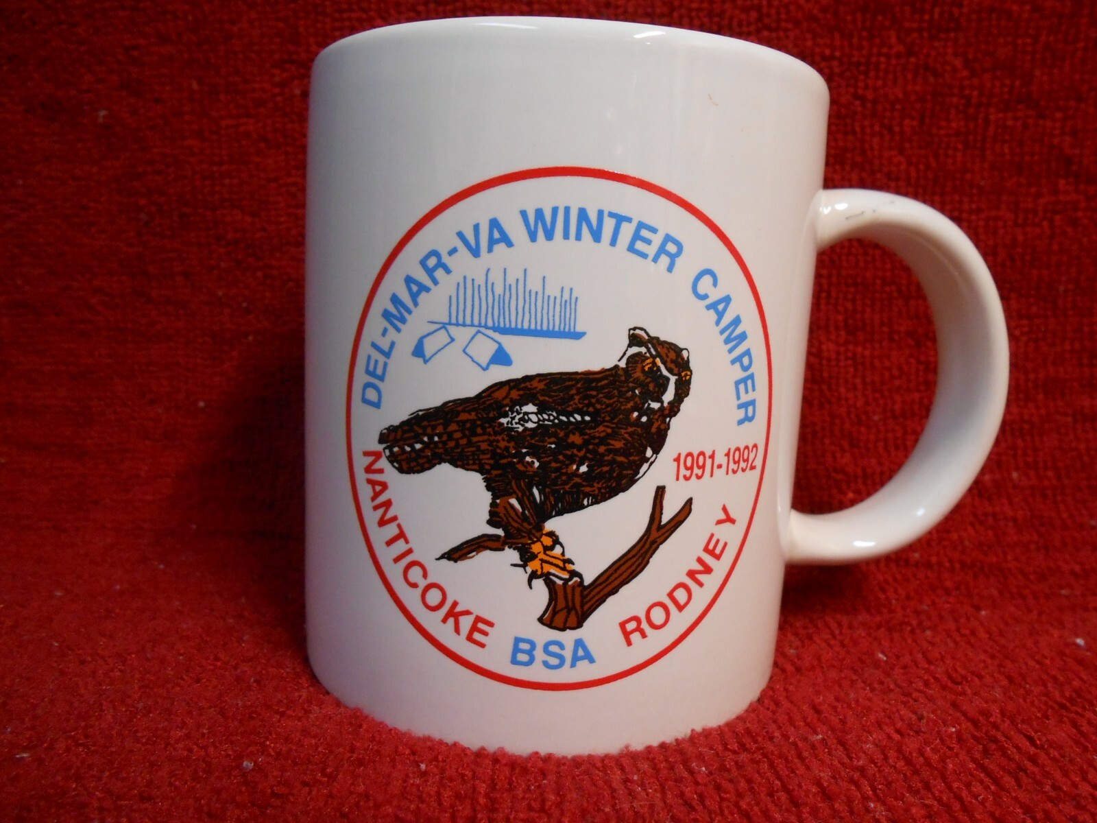 DEL-MAR-VA WINTER CAMPER 1991-1992 CERAMIC MUG RODNEY NANTICOKE BSA ...