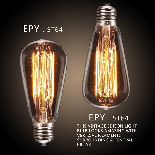 Warm White Vintage Tungsten Filament Edison Bulb ST64 E27 40W Globe AUS ...