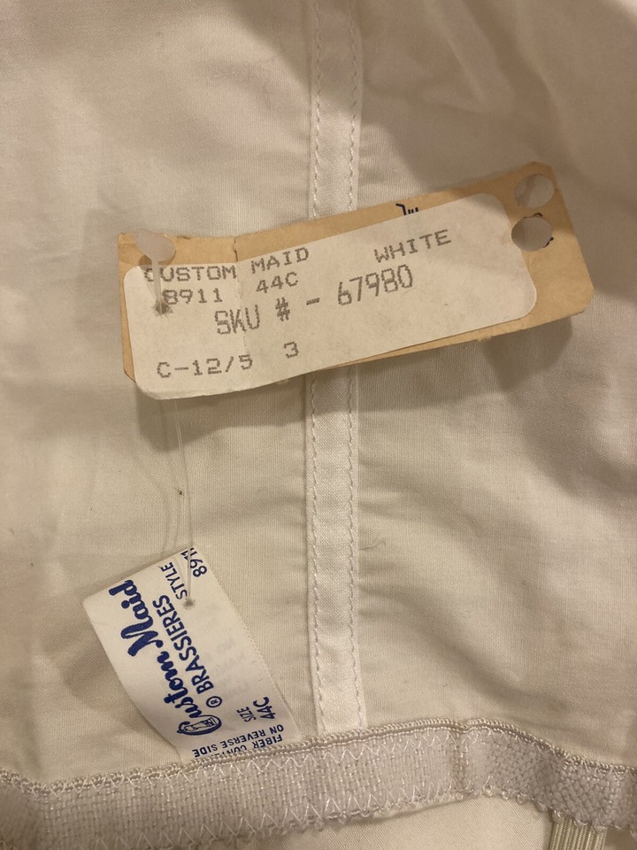 CUSTOM MAID longline BULLET BRA 8911 White 44 C 100% woven Cotton ...