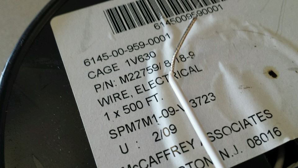 ( 10 FT ) M22759/8-18-9 ( White ) Aircraft Wire (18Awg) 19C/30Awg 600V ...