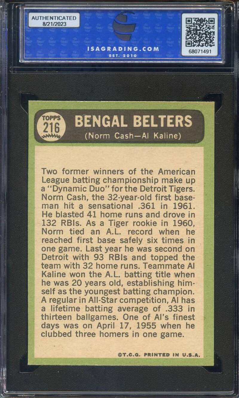 1967 Topps - Norm Cash, Al Kaline #216 Al Kaline, Norm Cash for sale ...