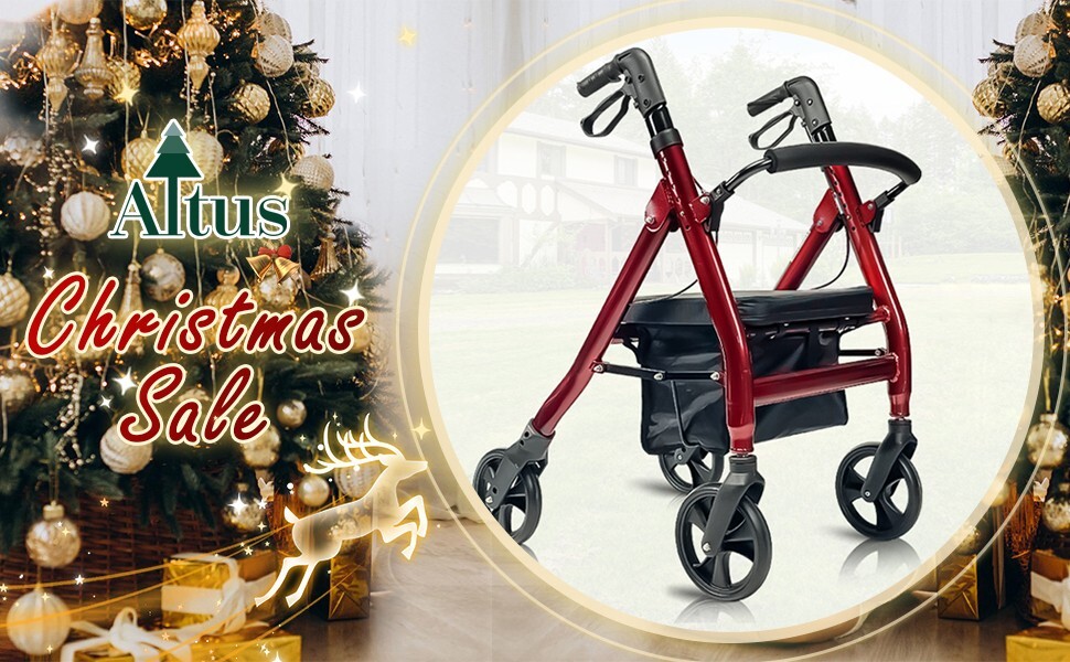 Altus Premium Heavy duty Rolling Walker Mobility Aid Rollator Portable ...
