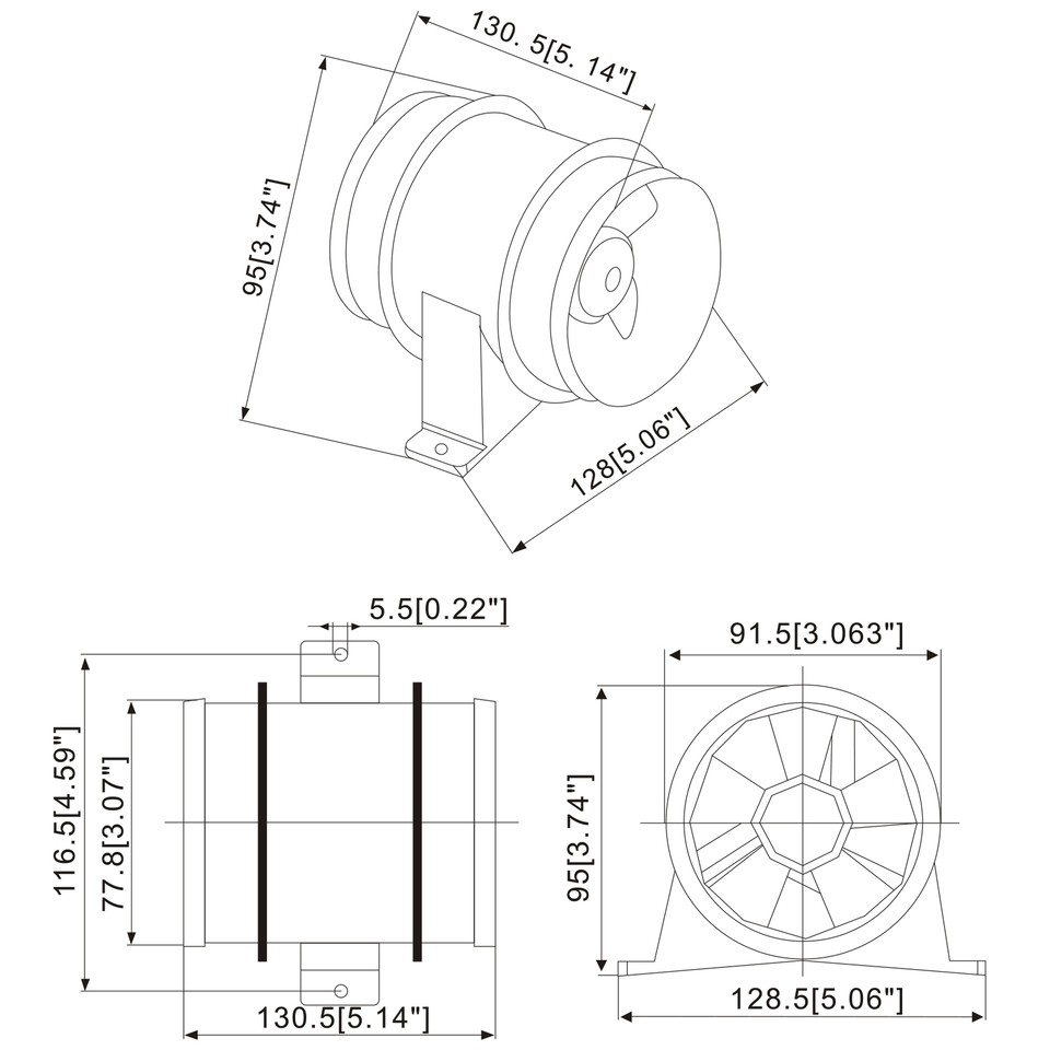 3'' InLine Blower Boat Marine Bilge Blower Cool Fan Marine Cabin ...