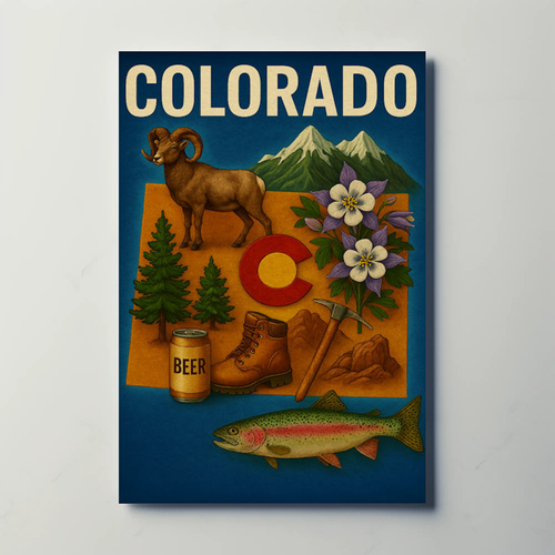 Colorado Outdoors Symbols Wildlife Heritage Travel Poster | eBay