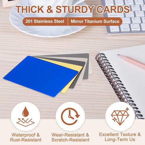 5pcs Metal Business Cards Blank 3.1x2x0.024 Inch Titanium Laser Engrave ...