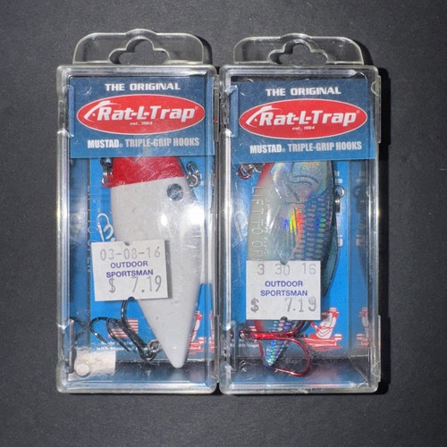 Lot Of 2 Rat-L-Trap Lipless 3/4oz Bill Lewis White Red Head & Ice Blue ...