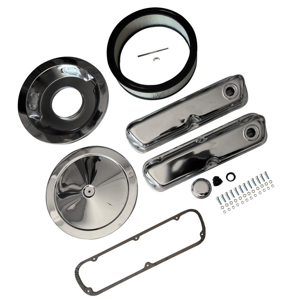 SB Ford Chrome Engine Dress Up Kit Valve Covers 14" Air Cleaner SBF 289 ...