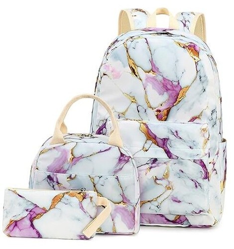 Backpack for Girls School Bag Kids Bookbag Teen Backpack Marble Purple ...