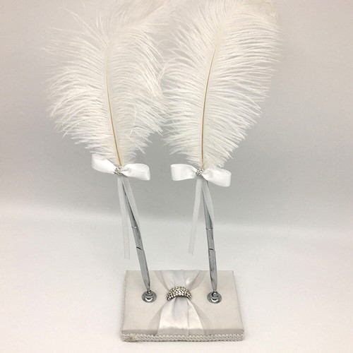 Wedding Party Feather Guest Book Signing Pen With Base Holder Party ...