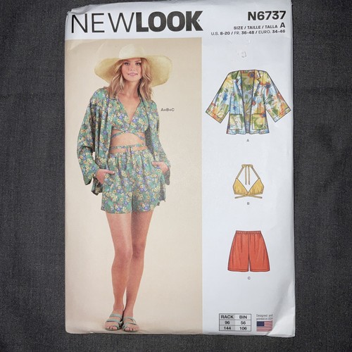 NEW LOOK 6737 MISSES' JACKET WRAP HALTER TOP SHORTS Sewing Pattern ...