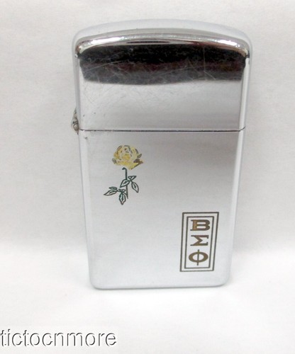 VINTAGE ZIPPO SLIM LIGHTER YELLOW ROSE SORORITY BETA SIGMA PHI d. 1967 ...