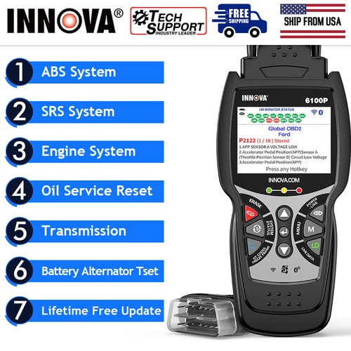 Innova 6100P Car OBD2 Scanner Auto Diagnostic Scan Tool ABS SRS ...