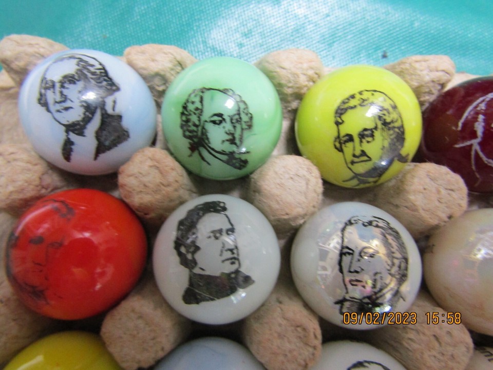 VINTAGE RARE SET OF 44 GLASS MARBLES WITH PRESIDENTS FACES & INFO. | eBay