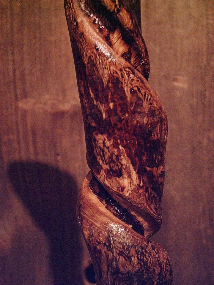 walking stick cane ELK HOOVE & VINE SPIRAL wood shaft custom made in ...