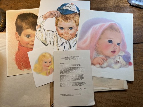 VINTAGE 7 FRANCIS HOOK NORTHERN MILLS TISSUE GIRLS ORIGINAL PRINTS 1960 ...