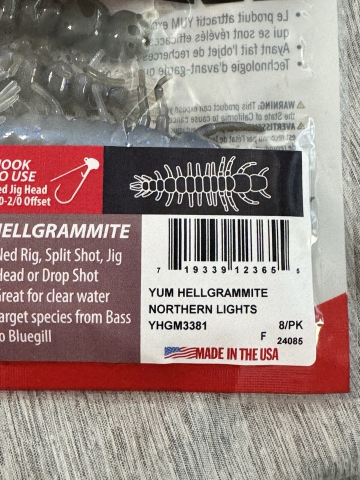 Yum Hellgrammite 3" Creature Bait Northern Lights | eBay