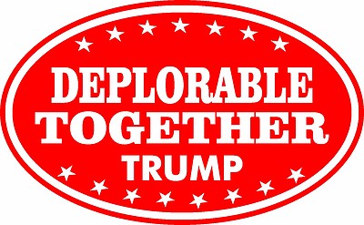 TRUMP SUPPORT STICKER DEPLORABLE TOGETHER ELECTION POLITICAL WINDOW ...