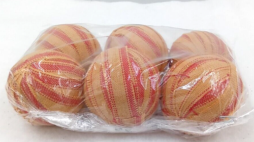 Rag Balls Decorative Bowl Jar Fillers Tan Red Stripe Homespun 1.5" set ...