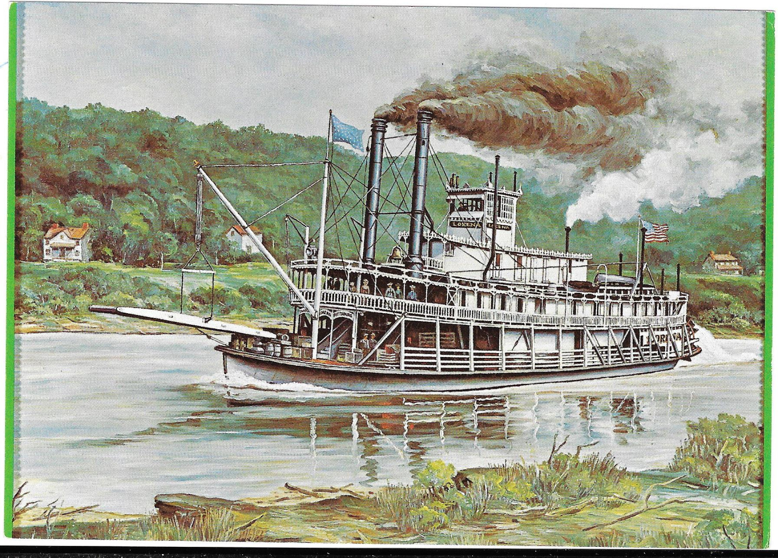 1973 William E. Reed Painting Lorena Riverboat Paddleboat Postcard | eBay